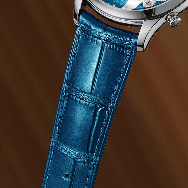 Chiming Automaton Horse Watch in Grade 5 Titanium Alloy Blue